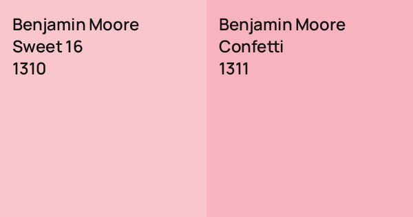 Benjamin Moore Sweet 16 vs. Benjamin Moore Confetti comparison