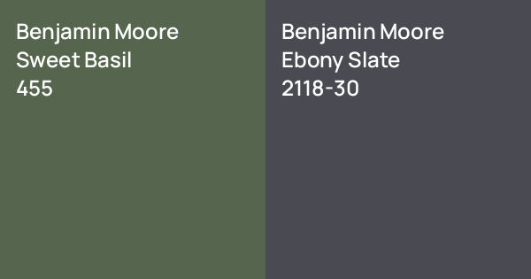 Benjamin Moore Sweet Basil vs. Benjamin Moore Ebony Slate comparison