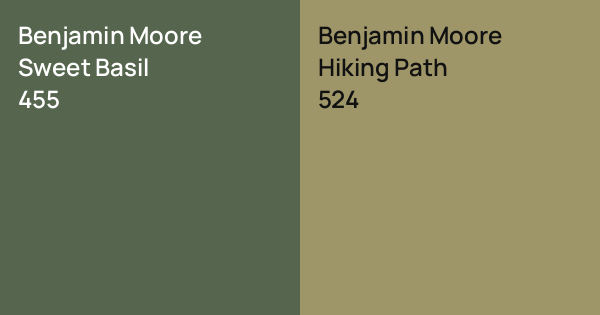 Benjamin Moore Sweet Basil vs. Benjamin Moore Hiking Path comparison