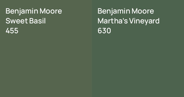 Benjamin Moore Sweet Basil vs. Benjamin Moore Martha's Vineyard comparison