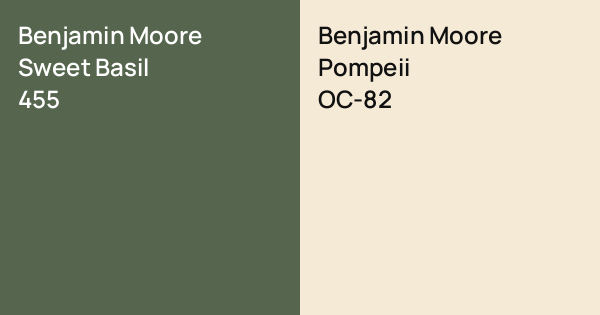 Benjamin Moore Sweet Basil vs. Benjamin Moore Pompeii comparison