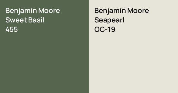 Benjamin Moore Sweet Basil vs. Benjamin Moore Seapearl comparison