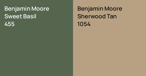 Benjamin Moore Sweet Basil vs. Benjamin Moore Sherwood Tan comparison