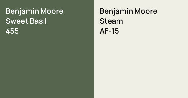 Benjamin Moore Sweet Basil vs. Benjamin Moore Steam comparison