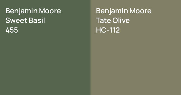 Benjamin Moore Sweet Basil vs. Benjamin Moore Tate Olive comparison