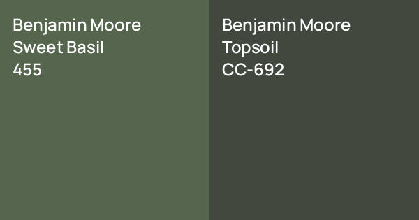 Benjamin Moore Sweet Basil vs. Benjamin Moore Topsoil comparison