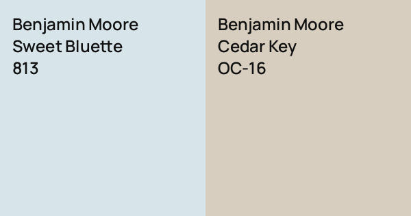Benjamin Moore Sweet Bluette vs. Benjamin Moore Cedar Key comparison
