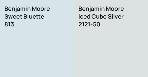 Benjamin Moore Sweet Bluette vs. Benjamin Moore Iced Cube Silver comparison