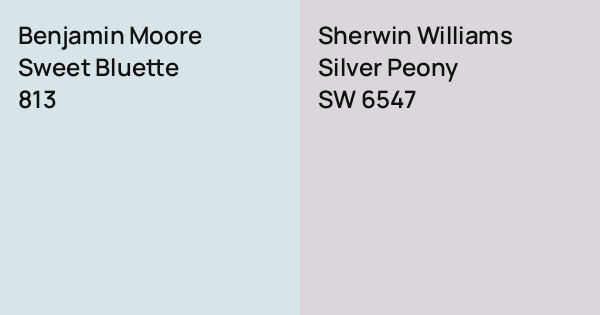 Benjamin Moore Sweet Bluette vs. Sherwin Williams Silver Peony comparison