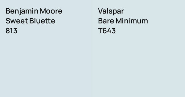 Benjamin Moore Sweet Bluette vs. Valspar Bare Minimum comparison