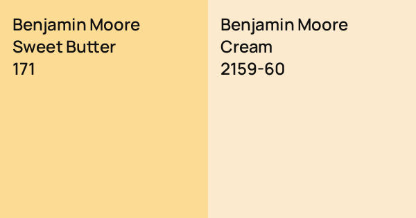Benjamin Moore Sweet Butter vs. Benjamin Moore Cream comparison