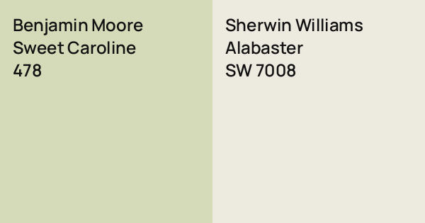 Benjamin Moore Sweet Caroline vs. Sherwin Williams Alabaster comparison
