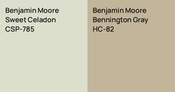 Benjamin Moore Sweet Celadon vs. Benjamin Moore Bennington Gray comparison
