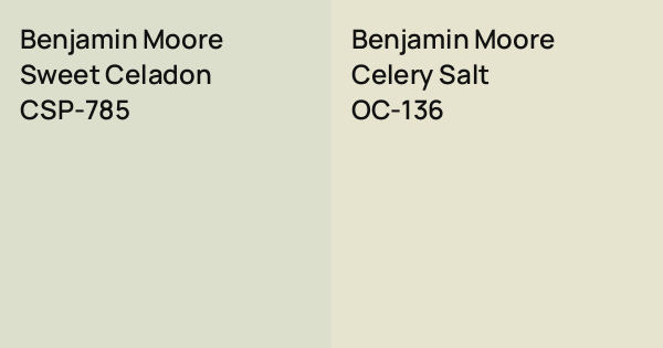 Benjamin Moore Sweet Celadon vs. Benjamin Moore Celery Salt comparison