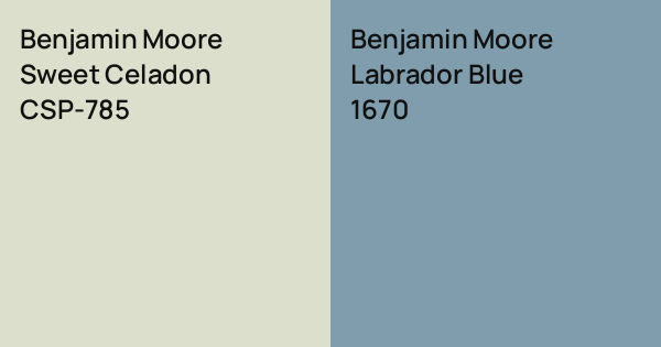 Benjamin Moore Sweet Celadon vs. Benjamin Moore Labrador Blue comparison