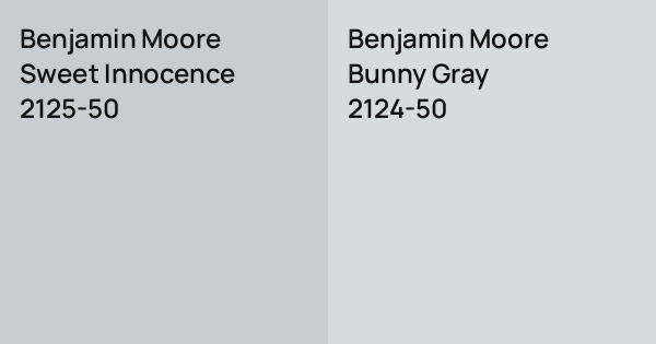 Benjamin Moore Sweet Innocence vs. Benjamin Moore Bunny Gray comparison