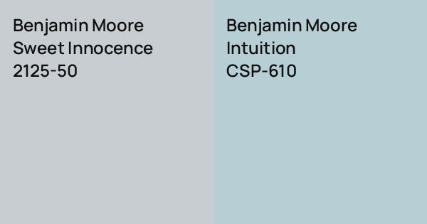 Benjamin Moore Sweet Innocence vs. Benjamin Moore Intuition comparison