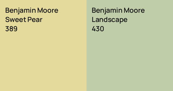 Benjamin Moore Sweet Pear vs. Benjamin Moore Landscape comparison