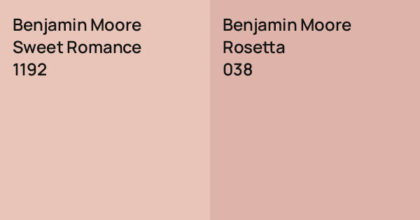 Benjamin Moore Sweet Romance vs. Benjamin Moore Rosetta comparison