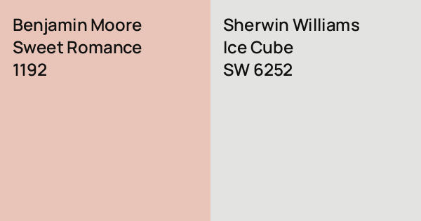 Benjamin Moore Sweet Romance vs. Sherwin Williams Ice Cube comparison