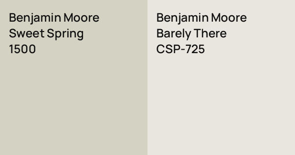 Benjamin Moore Sweet Spring vs. Benjamin Moore Barely There comparison