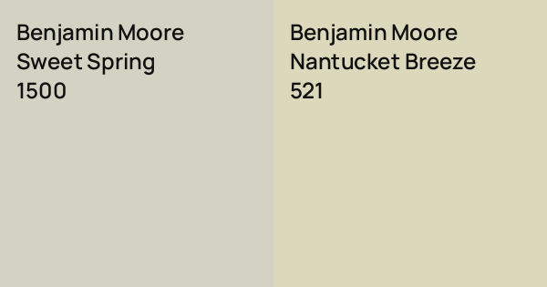 Benjamin Moore Sweet Spring vs. Benjamin Moore Nantucket Breeze comparison