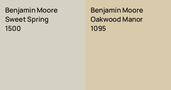 Benjamin Moore Sweet Spring vs. Benjamin Moore Oakwood Manor comparison