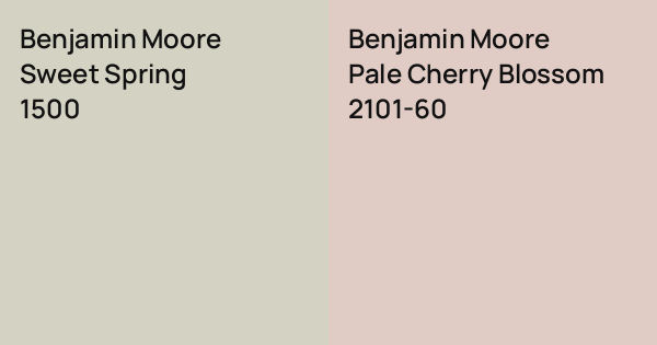 Benjamin Moore Sweet Spring vs. Benjamin Moore Pale Cherry Blossom ...