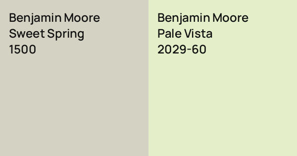 Benjamin Moore Sweet Spring vs. Benjamin Moore Pale Vista comparison