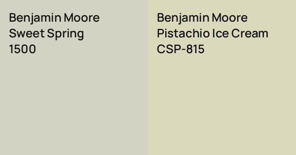 Benjamin Moore Sweet Spring vs. Benjamin Moore Pistachio Ice Cream ...