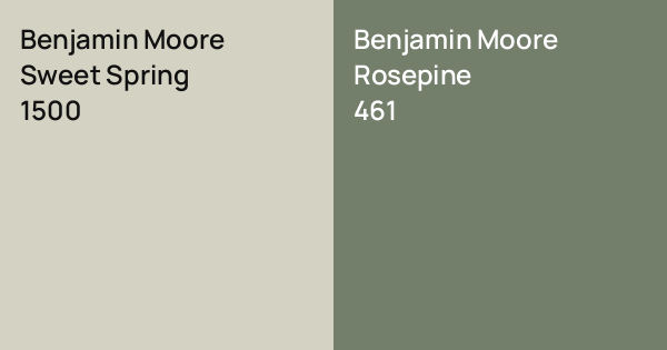 Benjamin Moore Sweet Spring vs. Benjamin Moore Rosepine comparison