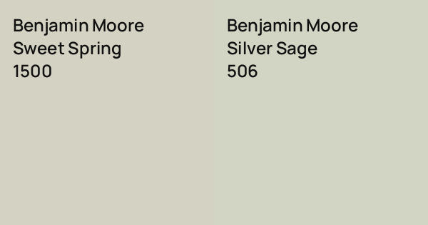 Benjamin Moore Sweet Spring vs. Benjamin Moore Silver Sage comparison