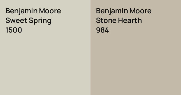 Benjamin Moore Sweet Spring vs. Benjamin Moore Stone Hearth comparison