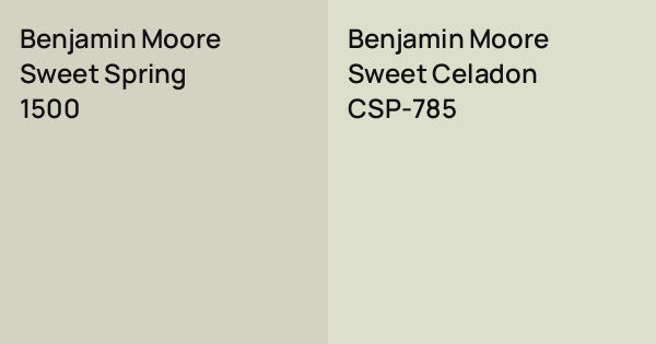 Benjamin Moore Sweet Spring vs. Benjamin Moore Sweet Celadon comparison