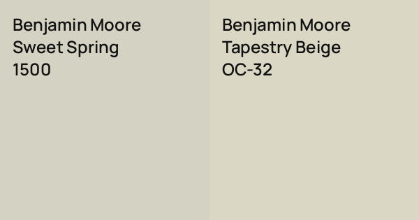 Benjamin Moore Sweet Spring vs. Benjamin Moore Tapestry Beige comparison