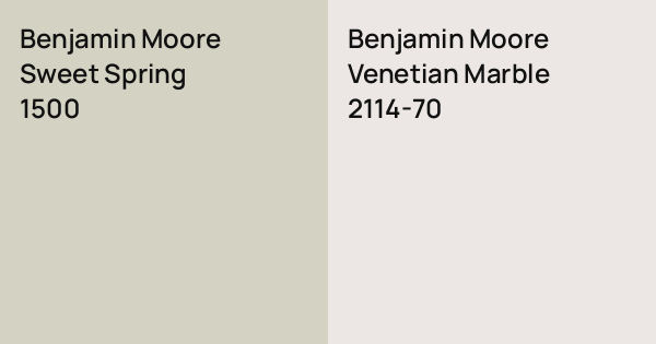 Benjamin Moore Sweet Spring vs. Benjamin Moore Venetian Marble comparison