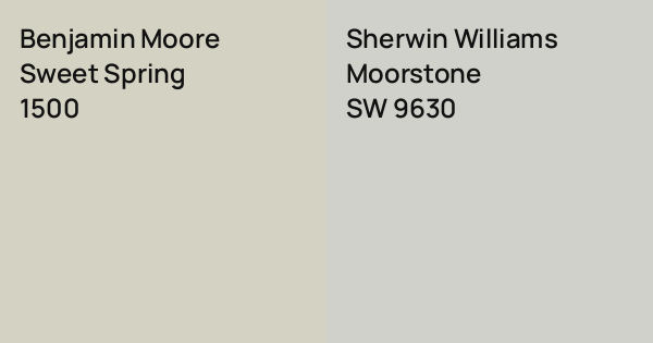 Benjamin Moore Sweet Spring vs. Sherwin Williams Moorstone comparison