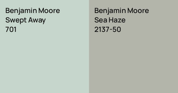 Benjamin Moore Swept Away vs. Benjamin Moore Sea Haze comparison