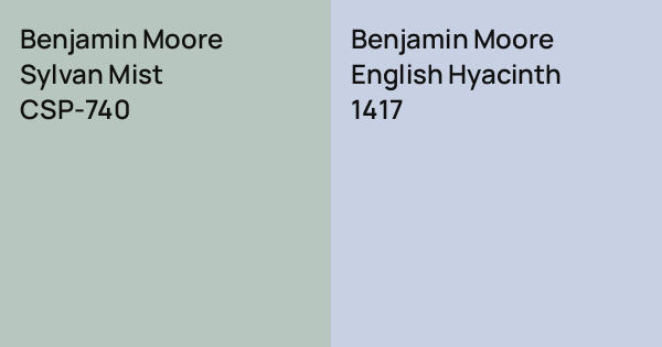 Benjamin Moore Sylvan Mist vs. Benjamin Moore English Hyacinth comparison
