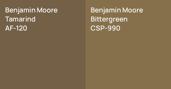 Benjamin Moore Tamarind vs. Benjamin Moore Bittergreen comparison