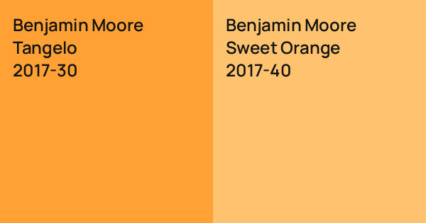 Benjamin Moore Tangelo vs. Benjamin Moore Sweet Orange comparison
