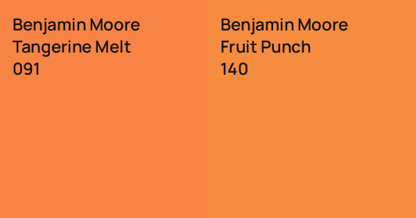 Benjamin Moore Tangerine Melt vs. Benjamin Moore Fruit Punch comparison