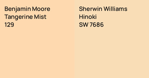 Benjamin Moore Tangerine Mist vs. Sherwin Williams Hinoki comparison