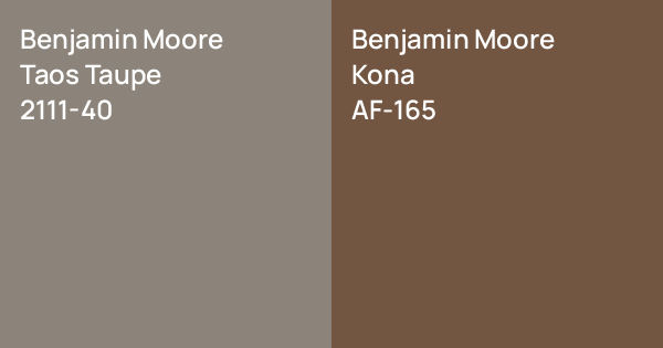 Benjamin Moore Taos Taupe vs. Benjamin Moore Kona comparison