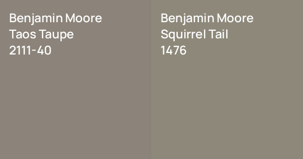 Benjamin Moore Taos Taupe vs. Benjamin Moore Squirrel Tail comparison