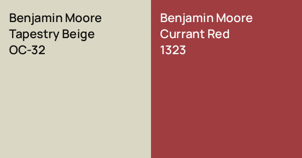 Benjamin Moore Tapestry Beige vs. Benjamin Moore Currant Red comparison