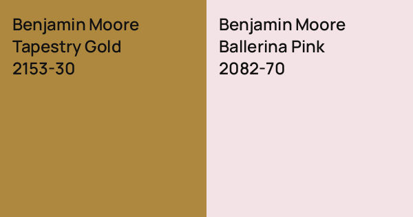 Benjamin Moore Tapestry Gold vs. Benjamin Moore Ballerina Pink comparison