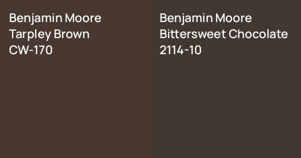 Benjamin Moore Tarpley Brown vs. Benjamin Moore Bittersweet Chocolate ...