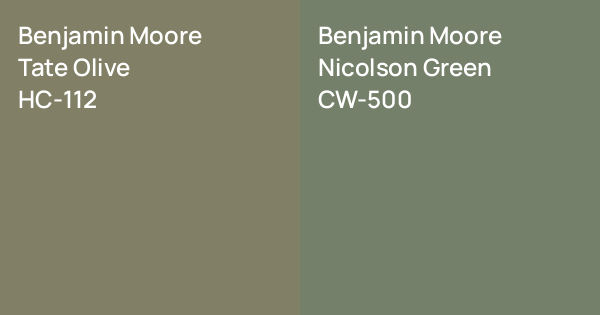 Benjamin Moore Tate Olive vs. Benjamin Moore Nicolson Green comparison