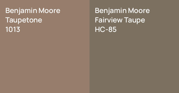 Benjamin Moore Taupetone vs. Benjamin Moore Fairview Taupe comparison